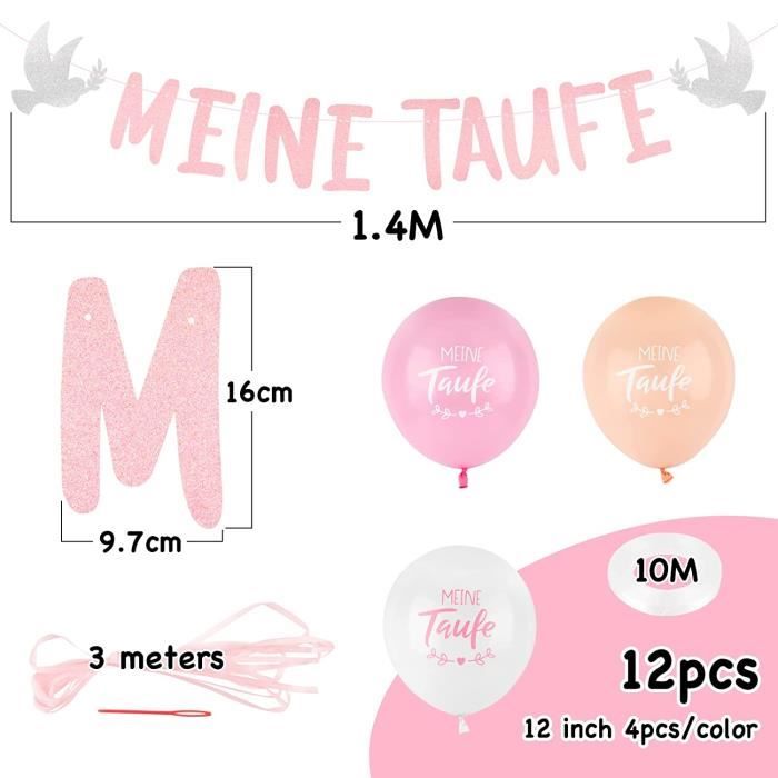 Meine Taufe Mon Baptême Bannière Banderole Baby Shower Pailleté Papier ...