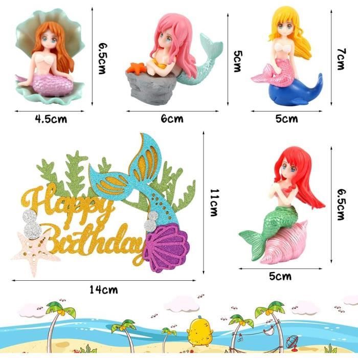 Decoration Sirene Gateau, 5 Pièces Deco Gateau Sirene Anniversaire ...