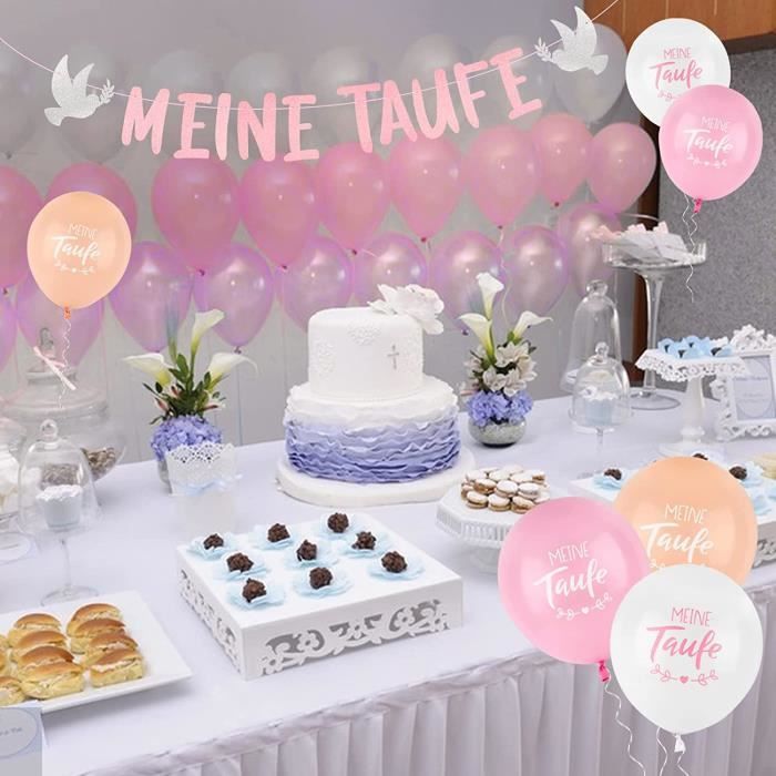 Meine Taufe Mon Baptême Bannière Banderole Baby Shower Pailleté Papier ...