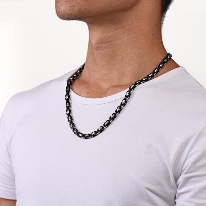 Collier Homme Chaîne Byzantin En Acier Inoxydable,Largeur 6Mm Collier ...