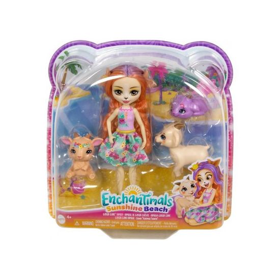 Coffret Plage Enchantimals - Famille Golita Ch?vre - Poupee 15cm - Figurines Et 3 animaux - Set ...