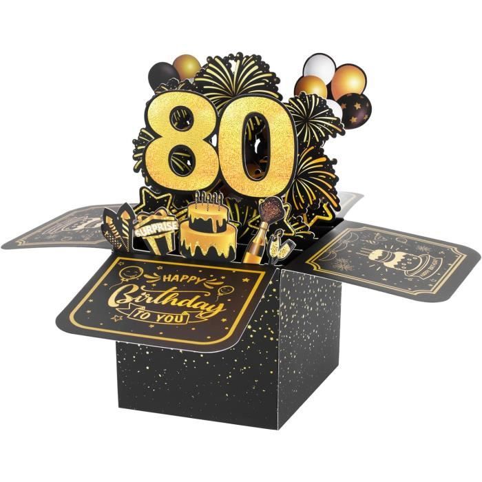 Carte de 80 ans Anniversaire Pop up 3D Carte de Voeux Joyeux Anniversaire Carte Cadeau pour ...
