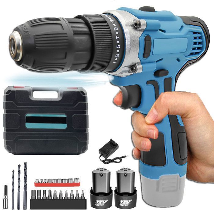 Perceuse-visseuse sans fil 12V MAWIRON avec 2 batteries 3Ah,35 N.m ...