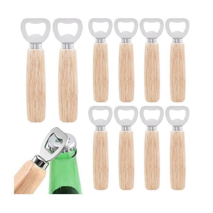 10 Pièces Decapsuleur Bois, Ouvre-Bouteille, Portable Naturel ...