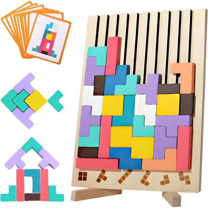 Tetris Puzzle 3D en Bois, Blocs De Construction en Bois ColoréS, Russe ...