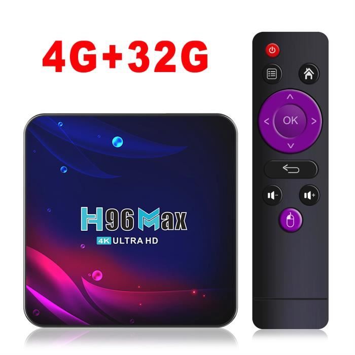 Ue Plug - 4G-32G - Boîtier Smart TV H96 MAX, Android 11, RK3318, 2.4-5 ghz, Wifi double bande ...