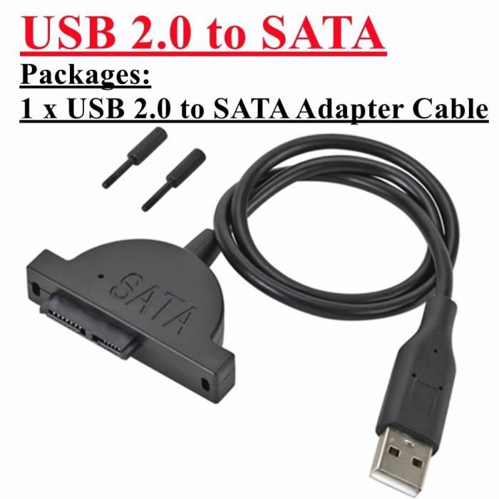 Couleur USB 2.0 vers SATA câble adaptateur usb 2.0 vers SATA 22 broches ...