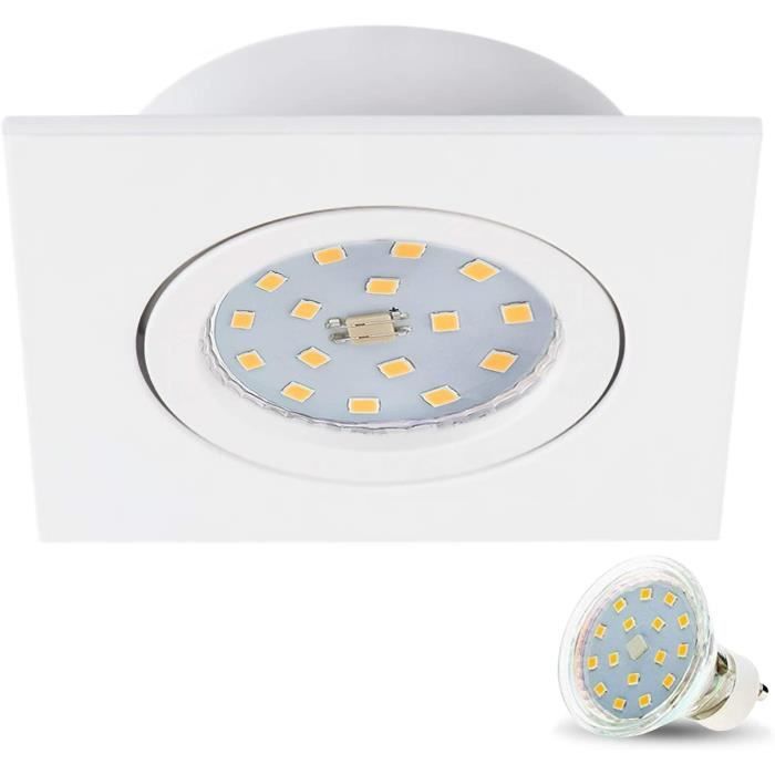 XimstF Projecteur LED encastrable orientable carré Mat-blanc+4x4W LED ...