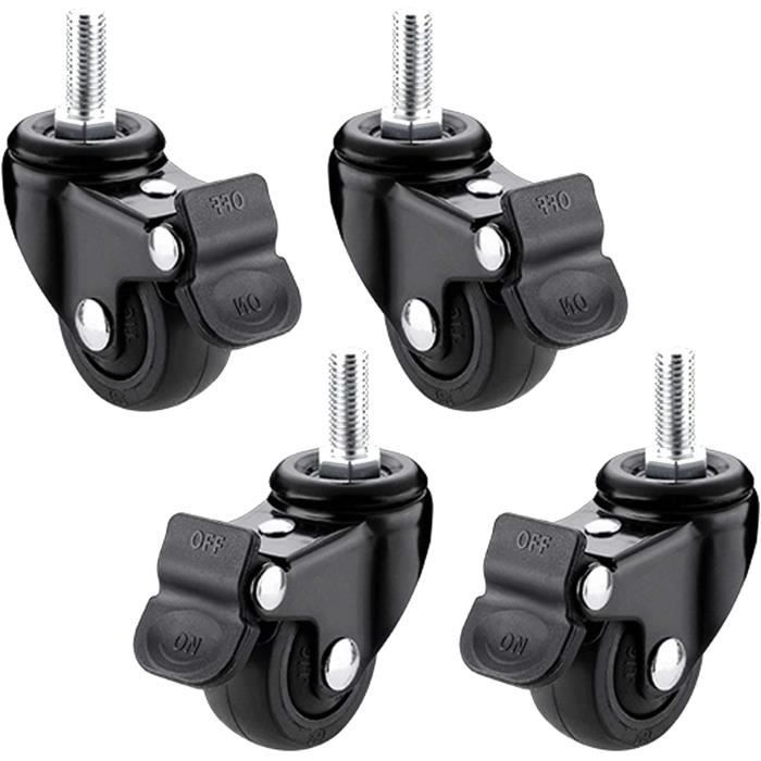 4 roulettes Pivotantes pour Meubles avec Tige Filetée, (M8×20mm 1.5 ...