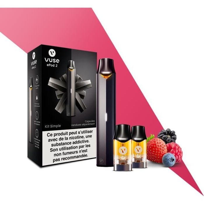 KIT DECOUVERTE VUSE EPOD + 2 CAPSULES FRUITS ROUGES INTENSE 12 MG ...