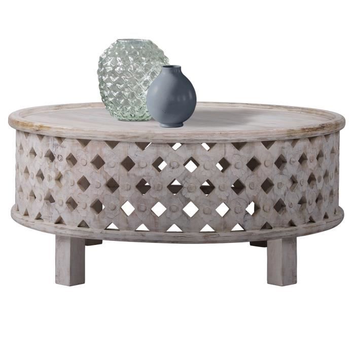 WOMO-DESIGN Table Basse Ø 100x45 cm Ronde, Gris, Unique, Faite à la ...