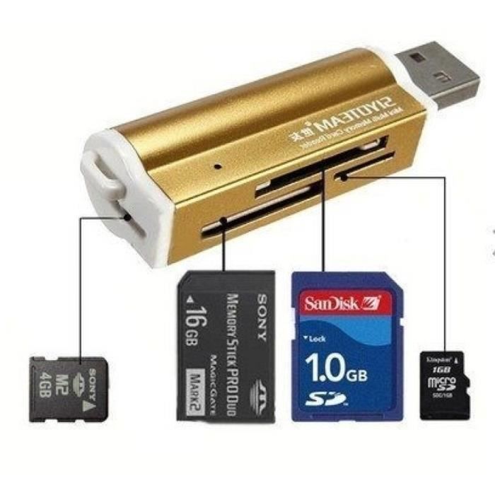 Gold - USB All in 1 Lecteur de cartes mémoire multiples pour Micro SD ...