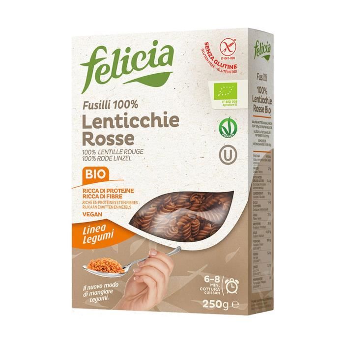FELICIA BIO Fusilli aux lentilles rouges bio 250 g - Cdiscount Au quotidien