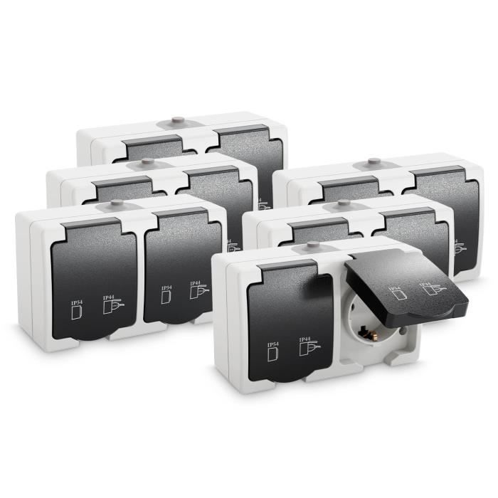 Prise De Courant De Sécurité Apparente Pour Locaux Humides - 6X Prise ...