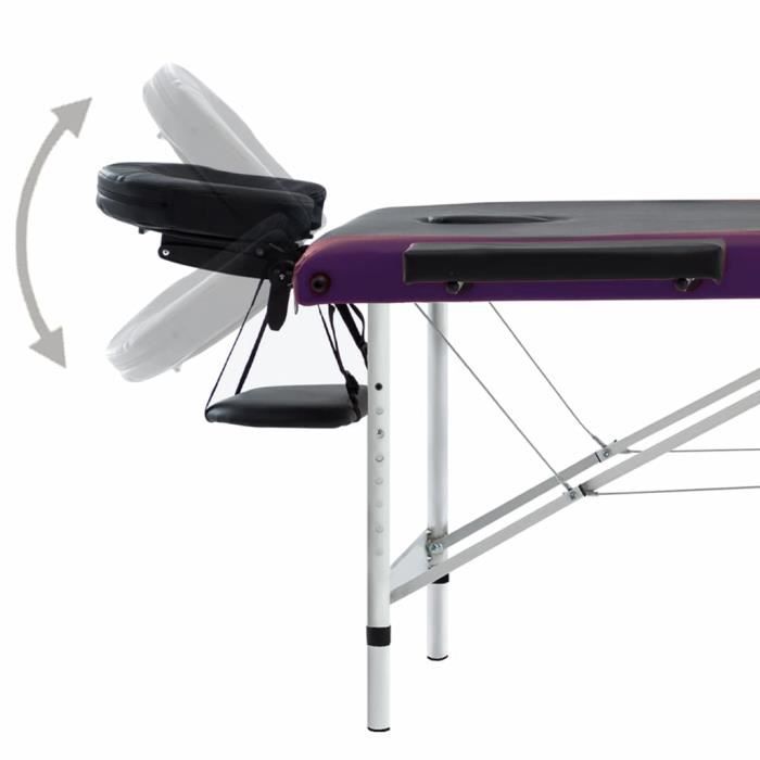 Dilwe Table De Massage Pliable 3 Zones Aluminium Noir Et Violet2