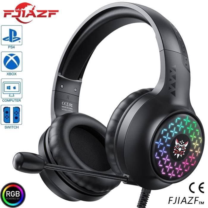 FJIAZF® Casque de jeu filaire - 3D surround sound - Microphone ...