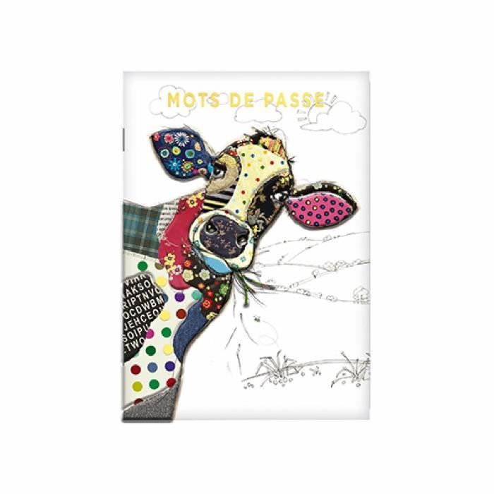 Carnet mots de passe A6 Vache Kiub Kook 48 p - blanc/multicolore ...