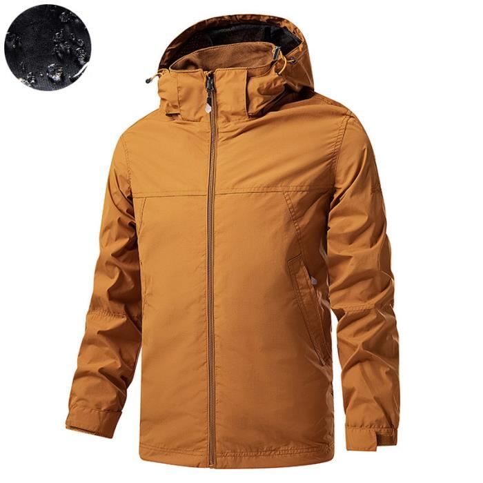 Veste Homme à Capuche Impermeable Couleur unie Veste De Sport Casual ...