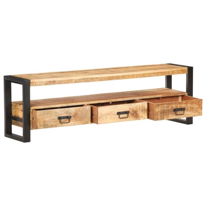 Omabeta Meubles TV - Meuble TV 150x30x45 cm Bois massif de manguier ...