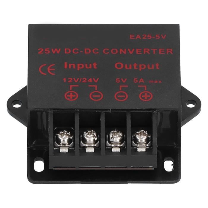 Qiilu Stabilisateur de tension Convertisseur de tension DC 12V 24V à 5V 5A Module de ...