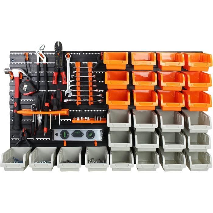 Todeco Etagere de Rangement Garage Panneau Perforé avec 28 Boîtes de ...