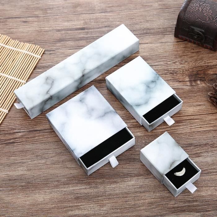 BOITE A BIJOUX,Marble-9X9X3cm--Boîte à bijoux en papier Kraft ...