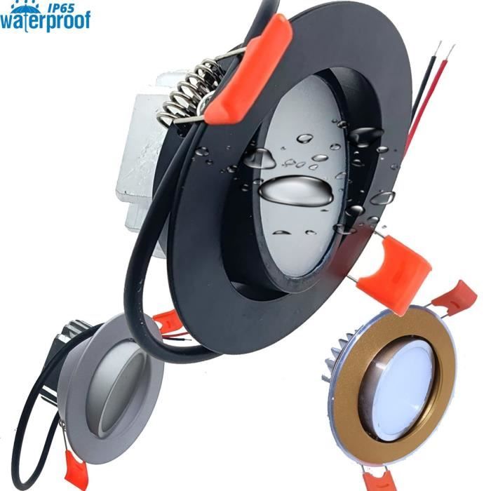 SPOTS,12W D86mm-Cold White-Gold IP65--Spot lumineux LED imperméable ...