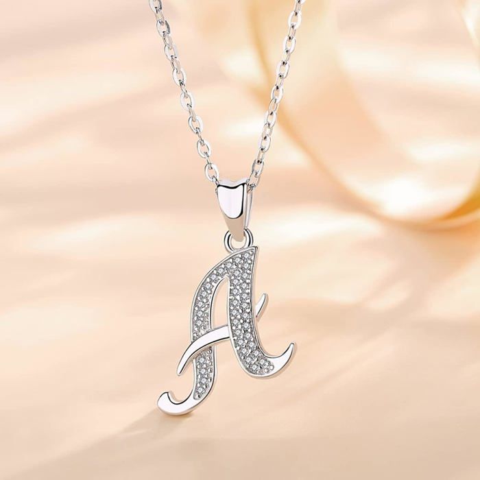 Collier Initiale Prenom Argent 925 Pendentif Lettre Avec Zircon Cubique ...