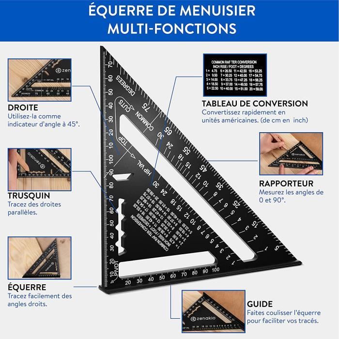 Equerre Menuisier (Set de 2) - Kit Complet Équerres de Charpentier 12 ...