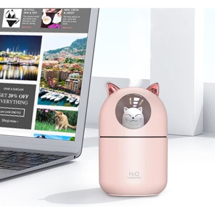 Mini Humidificateur De Chat Mignon Avec Veilleuse, Humidificateur D'Air ...