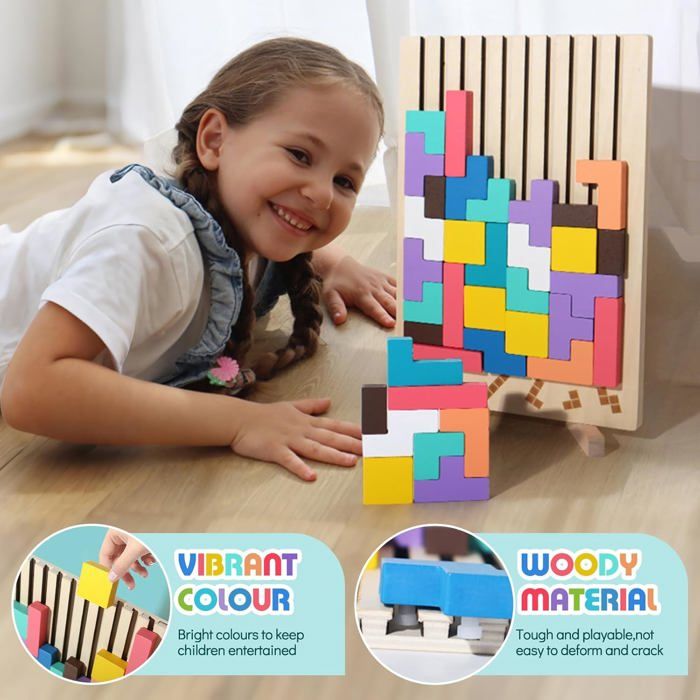 Tetris Puzzle 3D en Bois, Blocs De Construction en Bois ColoréS, Russe ...