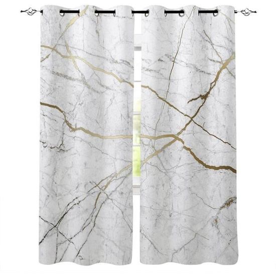 Rideau occultant Motif marbre Blanc Rideaux occultant Isolant ...