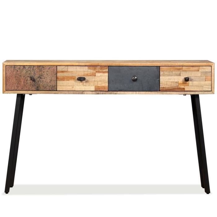 Akozon Table console Teck massif de récupération 120 x 30 x 76 cm ...