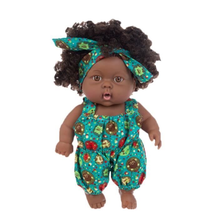 Silicone Renaître Poupée Noir Noir Bébé Mignon Bouclé Noir 20Cm Vinyle ...