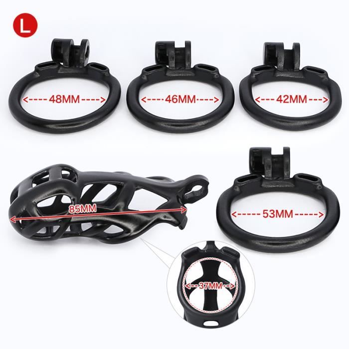 Black-L-4Rings - Cage de chasteté pour homme, 18 +, 2021, Kit de dispositifs, anneau de ...