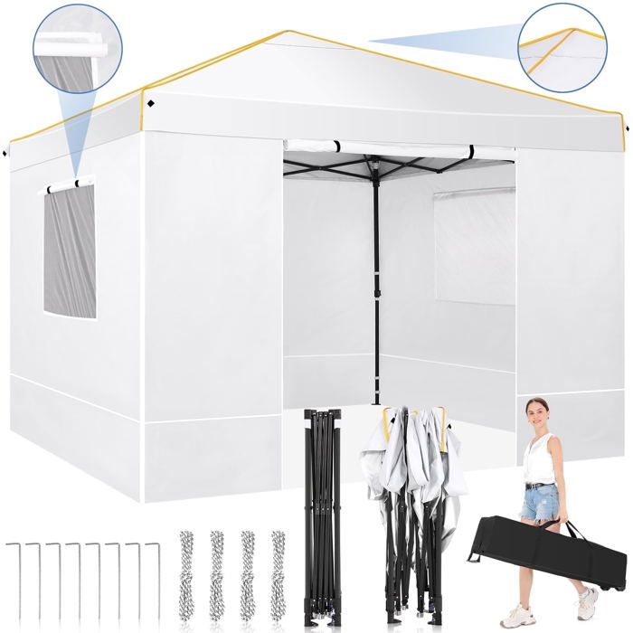Tonnelle Pliante 3x3 Imperméable avec 4 Parois Barnum de Jardin Pliant ...