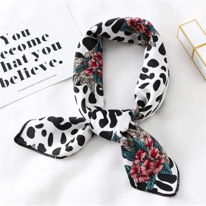 Femmes Petit Foulard En Soie Satin Carré Imprimé Wrap Foulard Femme ...
