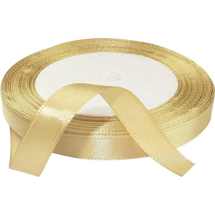 Ruban satin décoratif brillant fin -10mmx22mètres - Or clair - projets ...