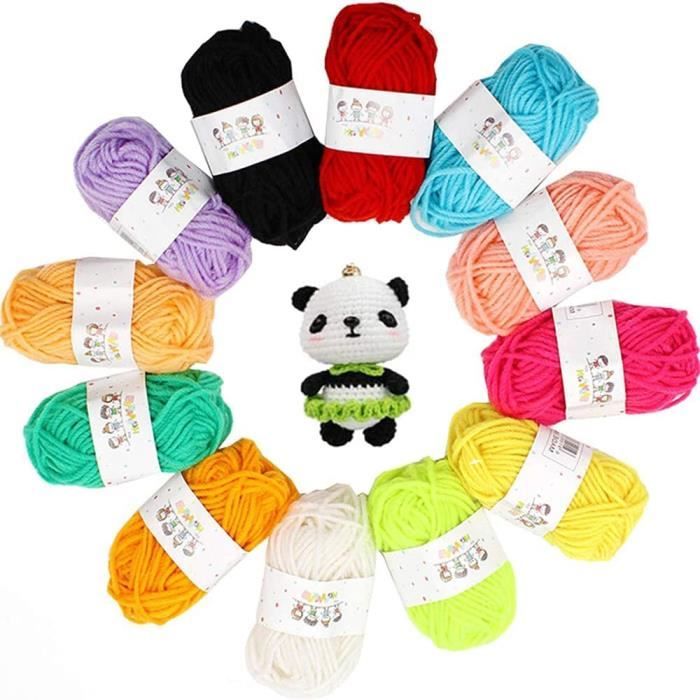12 Couleurs Pelotes Laine en Acrylique, Fil de Crochet, Laine ...