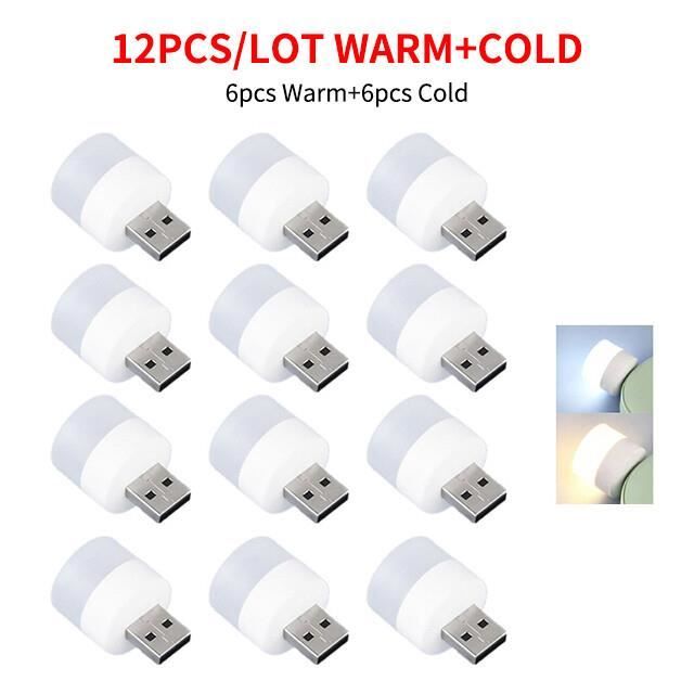 Lampe a poser,Mini lampe LED à prise USB 5V 1W, 12 pièces, Super brillante, Protection des yeux ...
