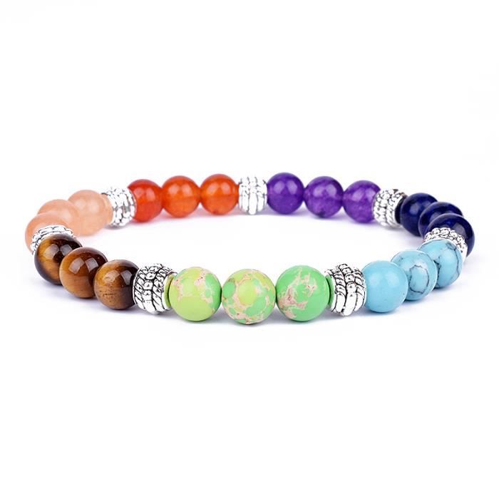 Bracelet de guérison en Agate des 7 Chakras - AUTREMENT - 21CM-8.3INCH ...