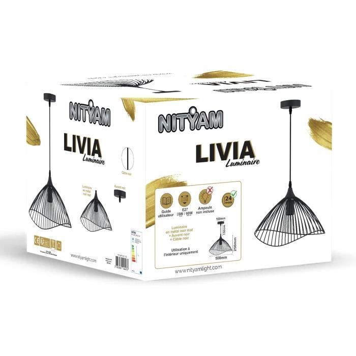 Suspension Luminaire Industriel En Métal Noir Mat, Câble De 150 Cm ...