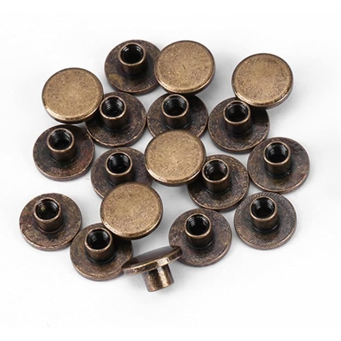 Rivets En Cuir - 20Pcs Vis À Tête Plate En Cuivre Et Laiton Écrous ...