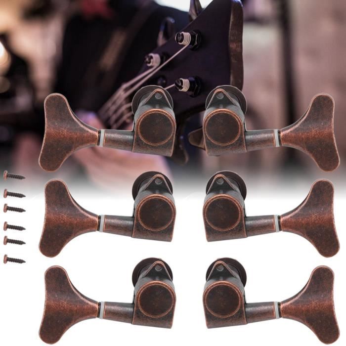 Dioche têtes de machine basse 3L3R Bass Tuning Key Pegs Rouge Cuivre ...