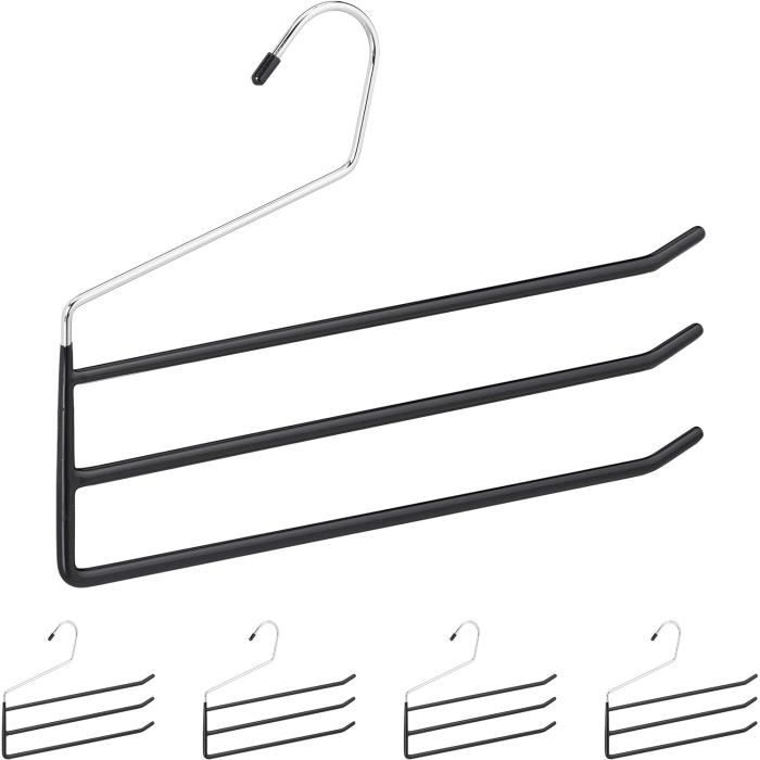 Cintre Multiple Antidérapant, Set De 5, Métal, 3 Traverses, Pantalon ...