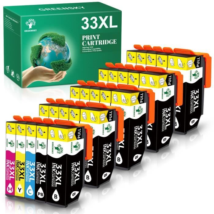 GREENSKY 25 Pack Compatible EPSON 33 33XL T3351 T3361 T3362 T3363 T3364 ...
