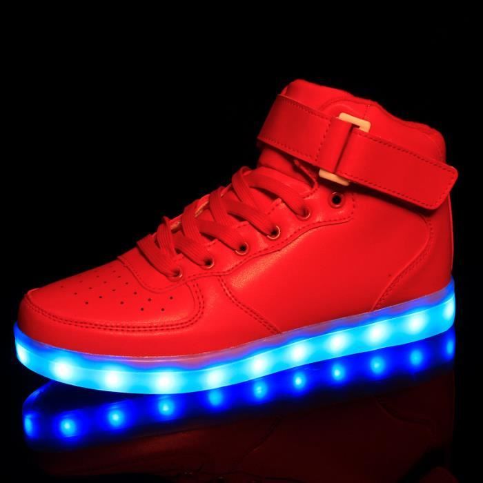 7 Couleurs Homme Femme Chaussures a LED Lumière... Rouge Rouge ...