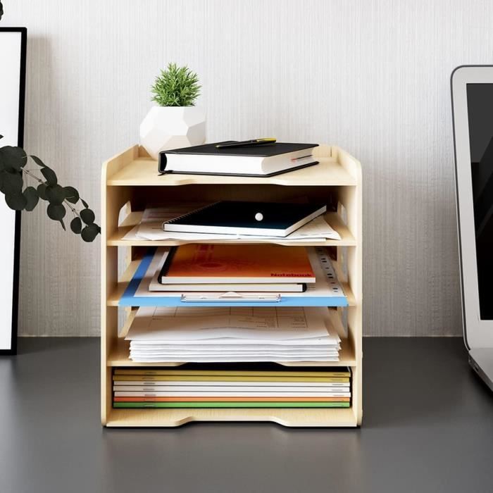 Organisateur De Bureau À 5 Niveaux En Bois Stocakge De Fichier A4 ...