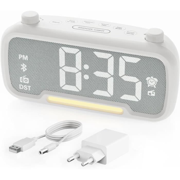 Mesqool Radio Réveil avec Bluetooth, Port Type C USB, 5 Niveaux de ...