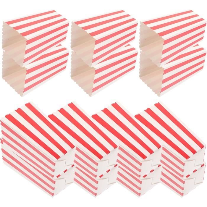 24Pcs Boîtes De Pop-Corn Rayées Boîtes De De Pop-Corn Rouges Et ...